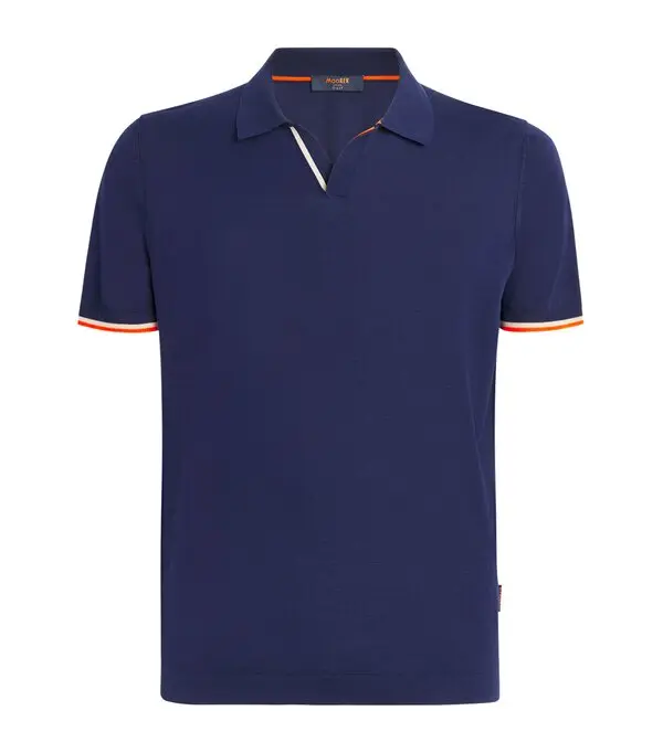 MOORER Contrast-detail Polo Shirt - Navy