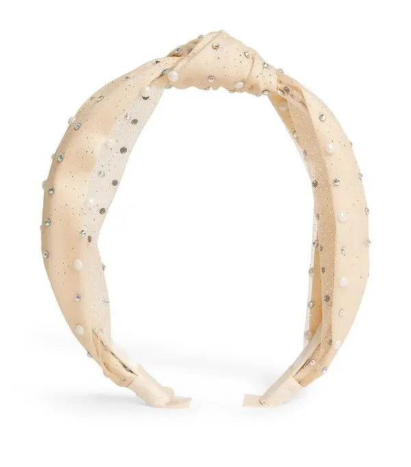 Bari Lynn Tulle Embellished Headband - Gold