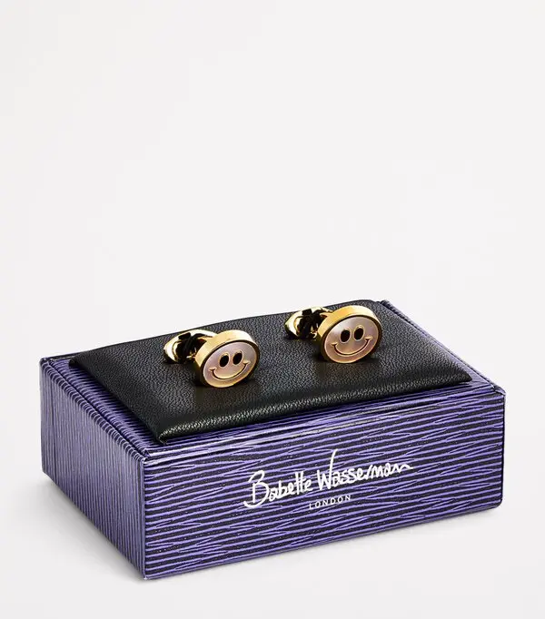 BABETTE WASSERMAN LONDON Plated Smiley Face Cufflinks