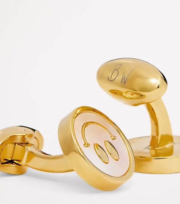 BABETTE WASSERMAN LONDON Plated Smiley Face Cufflinks