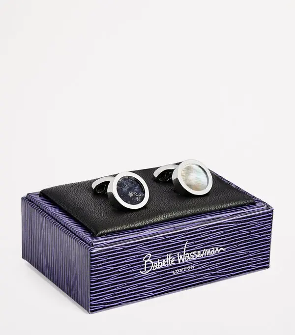 BABETTE WASSERMAN LONDON Rhodium-plated Reversible Disc Cufflinks