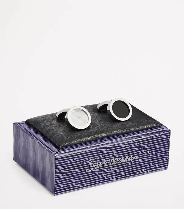 BABETTE WASSERMAN LONDON Rhodium-plated Reversible Disc Cufflinks