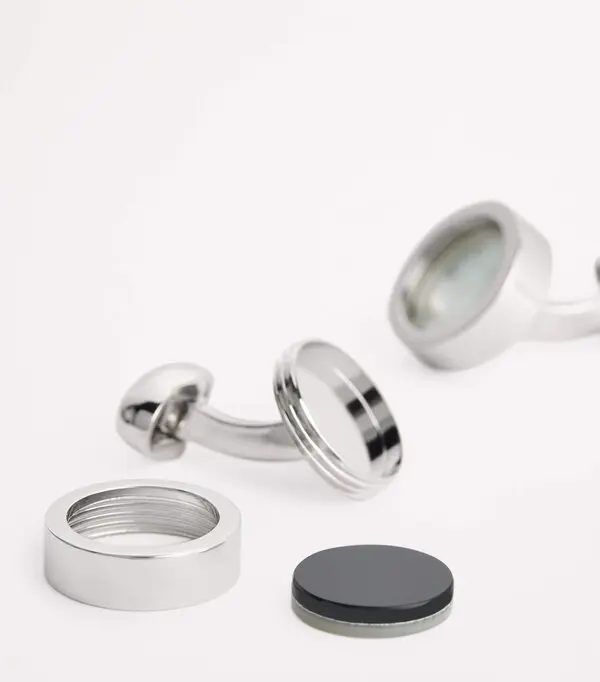 BABETTE WASSERMAN LONDON Rhodium-plated Reversible Disc Cufflinks