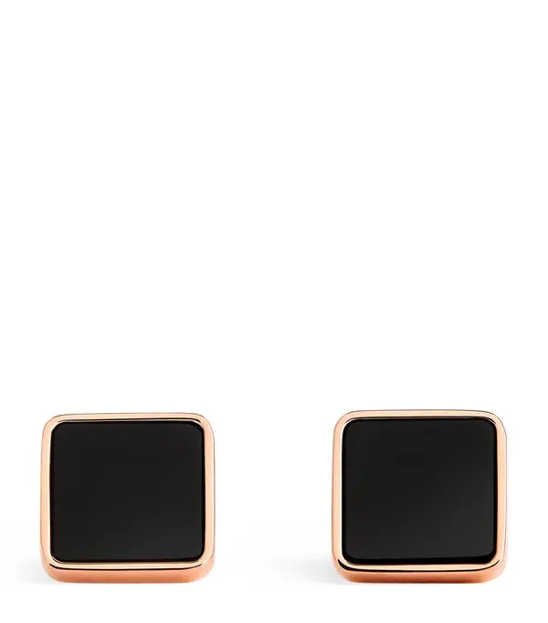 BABETTE WASSERMAN LONDON Rose Gold-plated Key Stone Cufflinks - Black