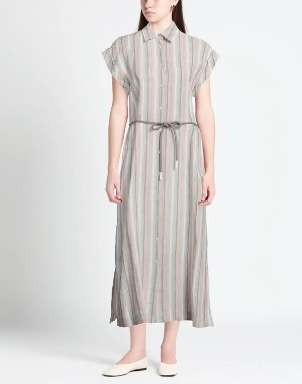 Peserico Striped Linen Midi Shirt Dress