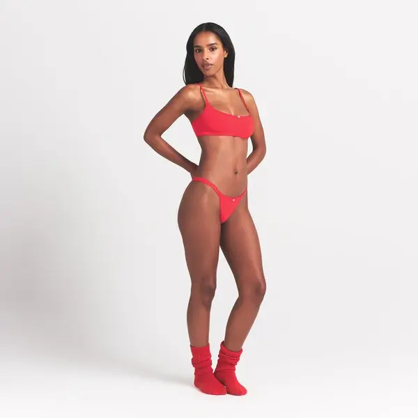 SKIMS Logo Picot String Bikini - Ruby Tonal