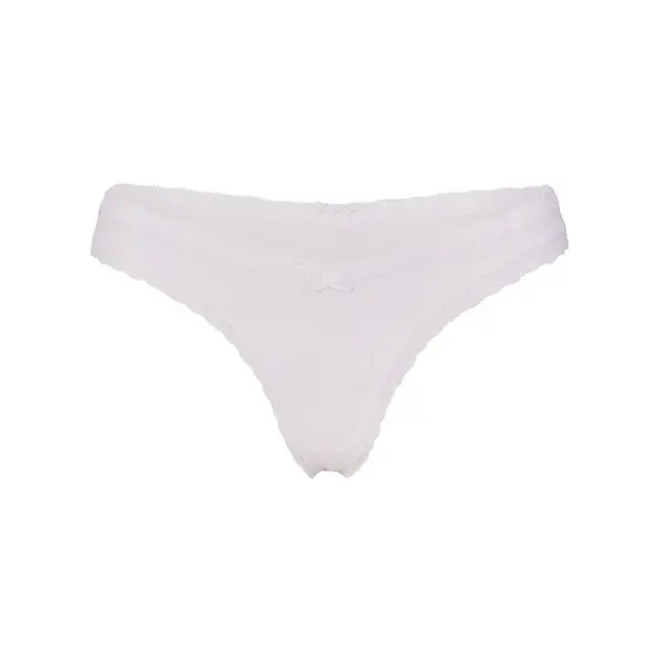 SKIMS Lace Thong | Black | | Lightweight Cotton - Snow
