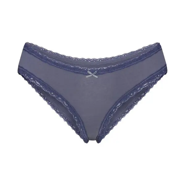 SKIMS Lightweight Cotton Lace Brief - Steel Blue