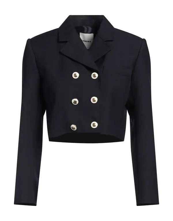 Sandro Double-breasted Blazer In Virgin Wool And Polyester - Blue
