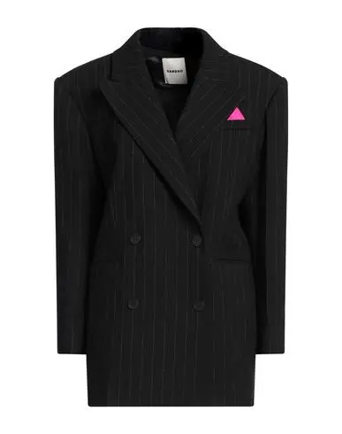 Sandro Double-breasted Pinstriped Blazer - Black