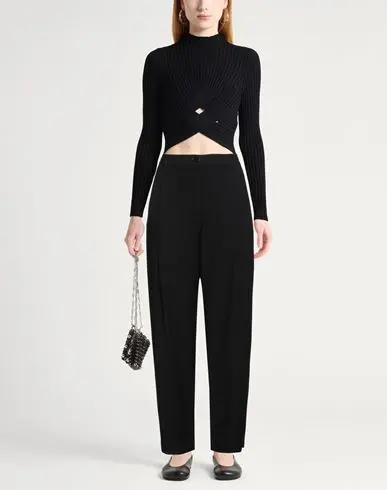 Armani Exchange Wide-leg Viscose-cotton Pants - Black