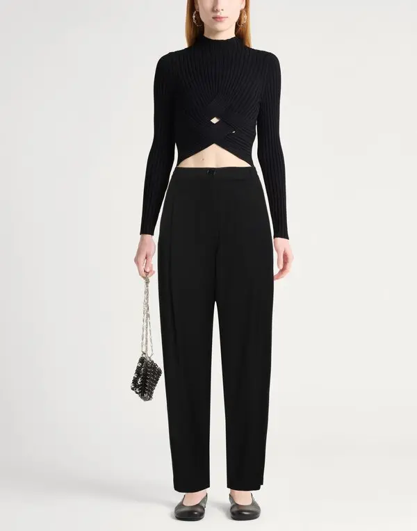 Armani Exchange Wide-leg Viscose-cotton Pants - Black