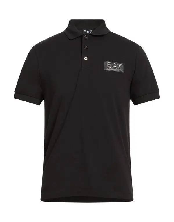 EA7 Polo Shirt Size Cotton, Elastane, Polyester - Black