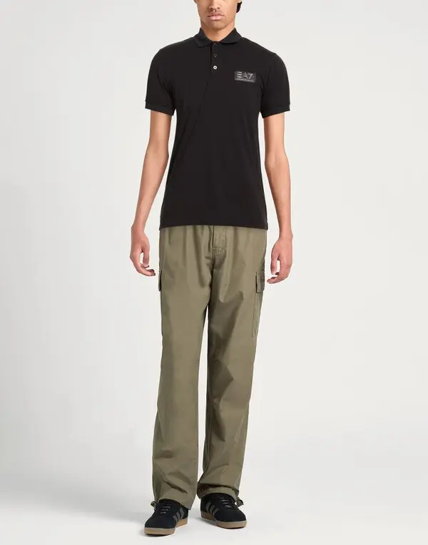 EA7 Polo Shirt Size Cotton, Elastane, Polyester - Black