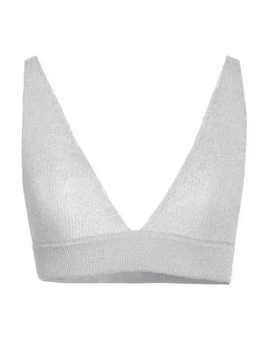 Peserico Metallic Knit Deep V-neck Cropped Top - Light Grey