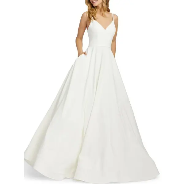 Mac Duggal Classic A-line Ballgown - White