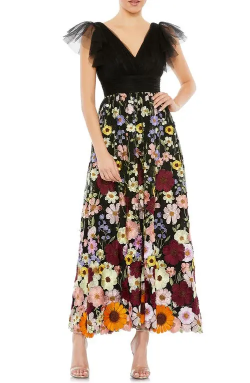 Mac Duggal Embroidered A-line Dress