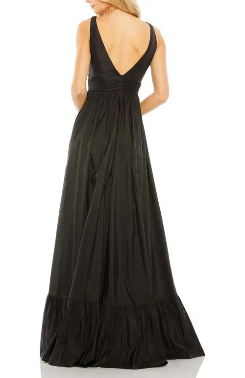 Mac Duggal Ruffled High-low Taffeta Gown - Black