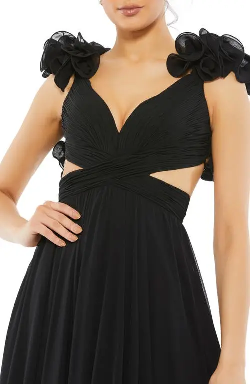 Mac Duggal Sleeveless Ruffle Tiered Chiffon Gown - Black