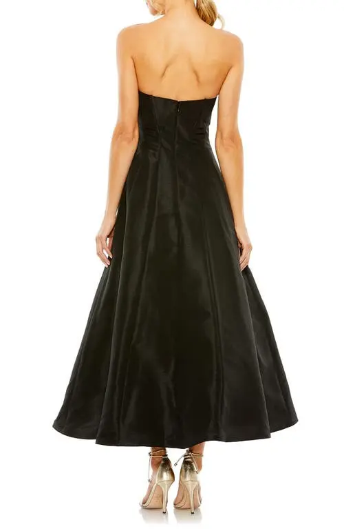 Mac Duggal Strapless A-line Midi Bow Dress - Black