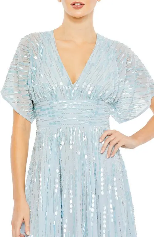 Mac Duggal Embellished V-neck Gown - Powder Blue