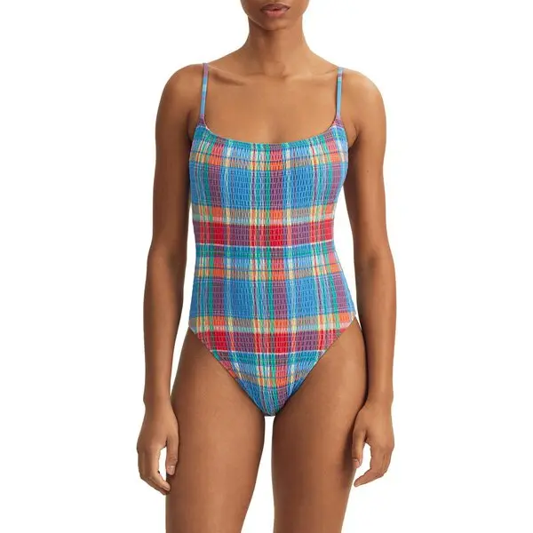 Polo Ralph Lauren Kennedy Smocked One-piece Swimsuit - Blue Multi