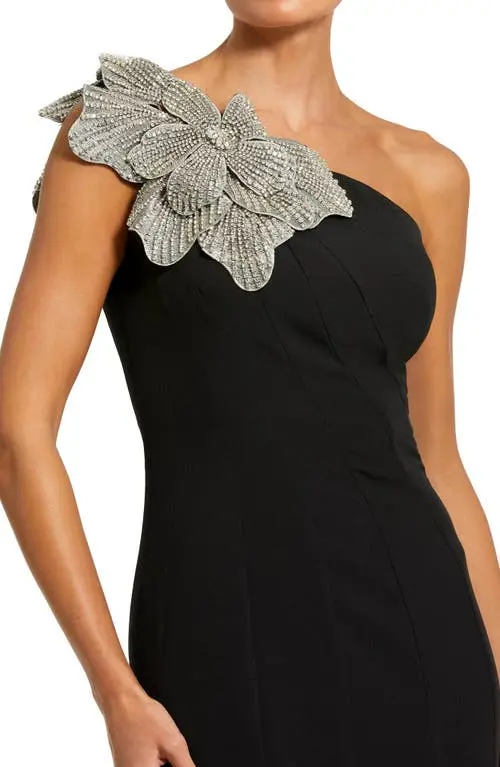 Mac Duggal Crepe One Shoulder Trumpet Gown - Black