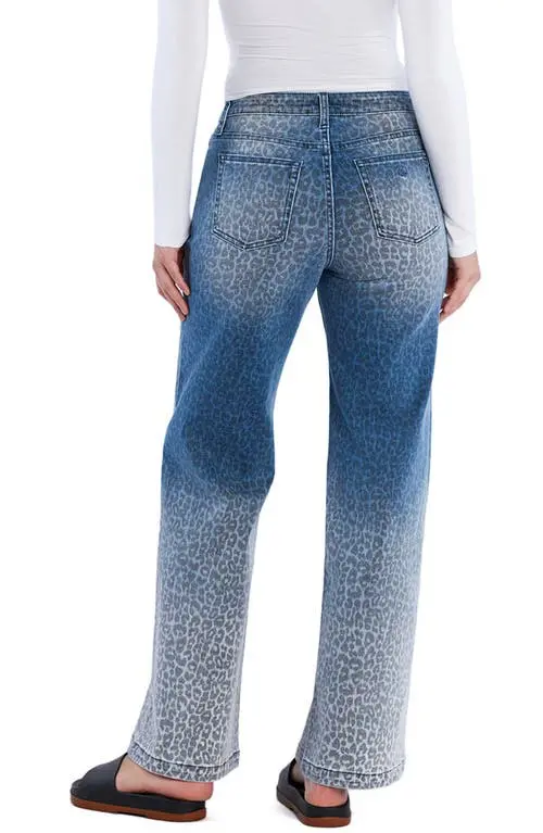 WASH LAB DENIM Animal Print Straight Leg Jeans - Shark Leopard