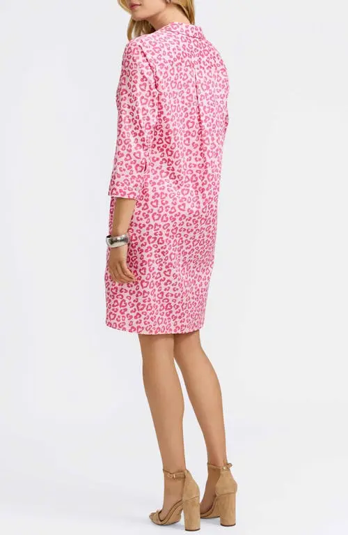Foxcroft Sloane Leopard Spot Shirtdress - Pink Flambe Multi