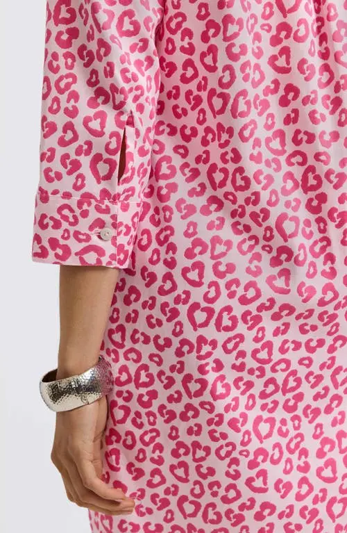 Foxcroft Sloane Leopard Spot Shirtdress - Pink Flambe Multi