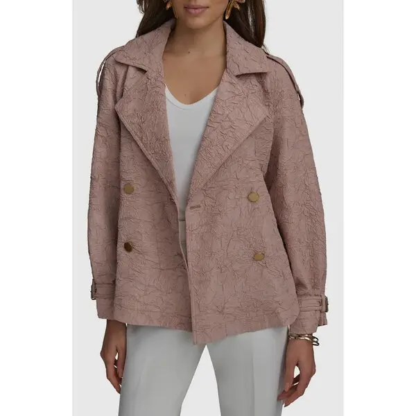 Donna Karan New York Textured Double-breasted Trench Jacket
