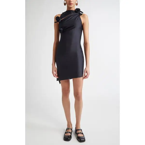 Coperni Asymmetric Flower Mini Dress