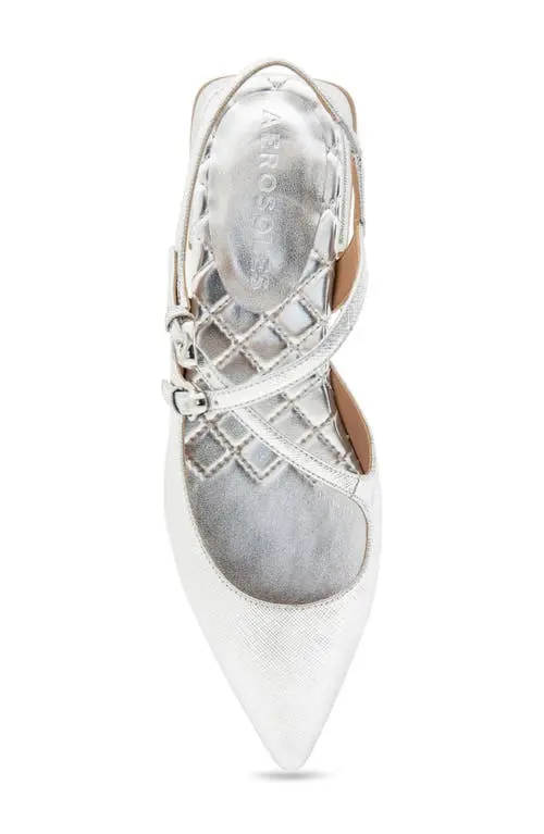 Aerosoles Napoli Pointed Toe Slingback Flat - S03 Silver Met Tx P