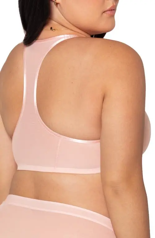 CURVY COUTURE Sheer Mesh Front Clasp Racerback Underwire Bra - Blushing Rose