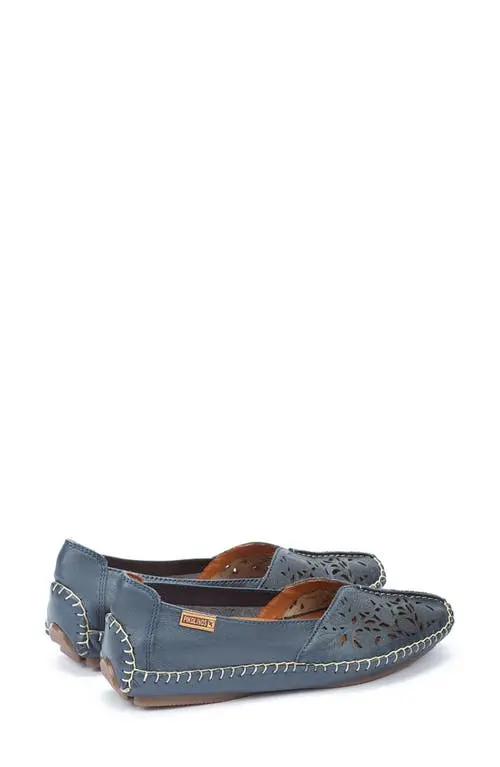 Pikolinos Jerez Perforated Leather Flats - Blue