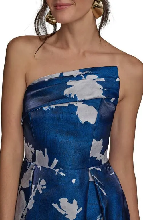 Donna Karan New York Floral Print Strapless Gown - Marbella Multi