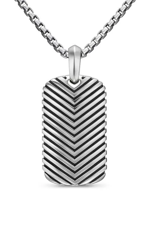 David Yurman Titanium Chevron Tag Pendant - Silver