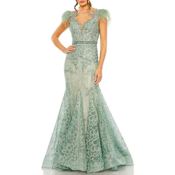 emerald green dress with feathers Emerald Green Strapless Puffy Midi Tulle Dress