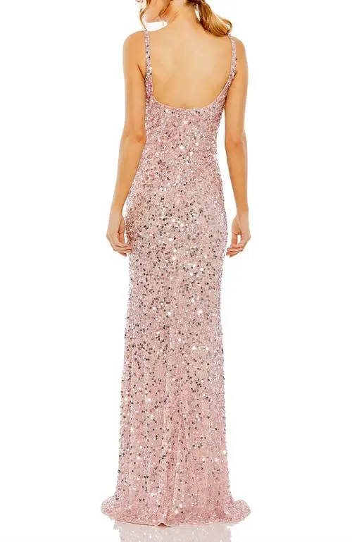 Mac Duggal Sequined Low Back Gown - Pink