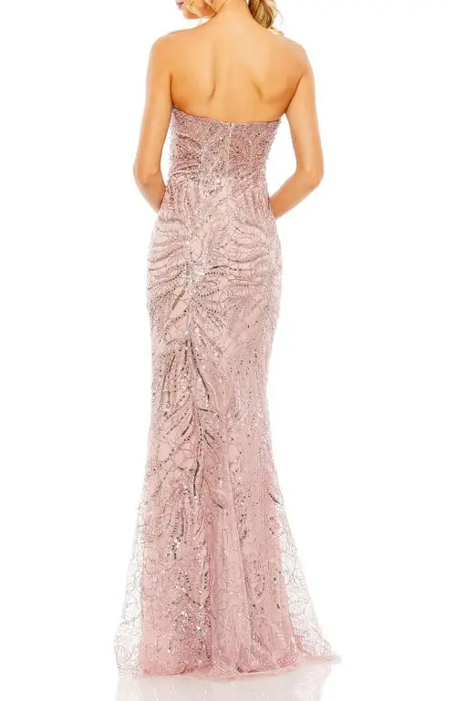 Mac Duggal Strapless Rhinestone Embellished Trumpet Gown - Blush