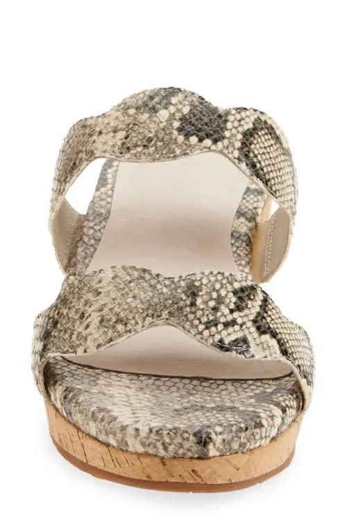 CHOCOLAT BLU Fira Platform Wedge Slide Sandal - Natural Embossed Snake