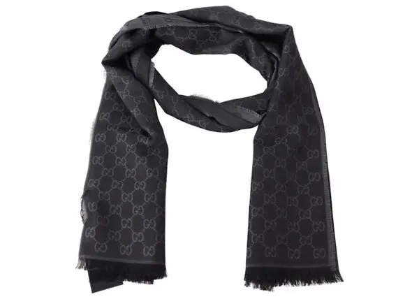 Gucci Paneled Gg Logo Scarf - Graphite Grey