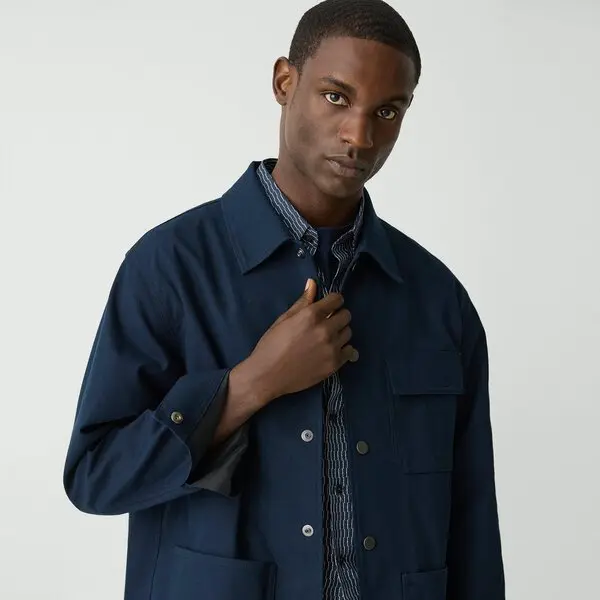 Theory Utility Coat In Stretch Cotton Canvas - Baltic