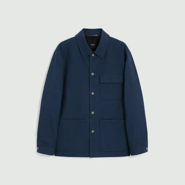 Theory Utility Coat In Stretch Cotton Canvas - Baltic