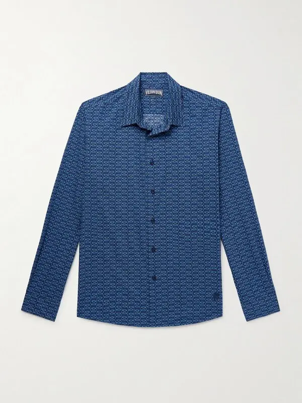Vilebrequin Caracal Printed Organic Cotton-voile Shirt - Blue