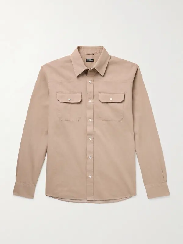 Zegna Slim-fit Cotton And Linen-blend Shirt
