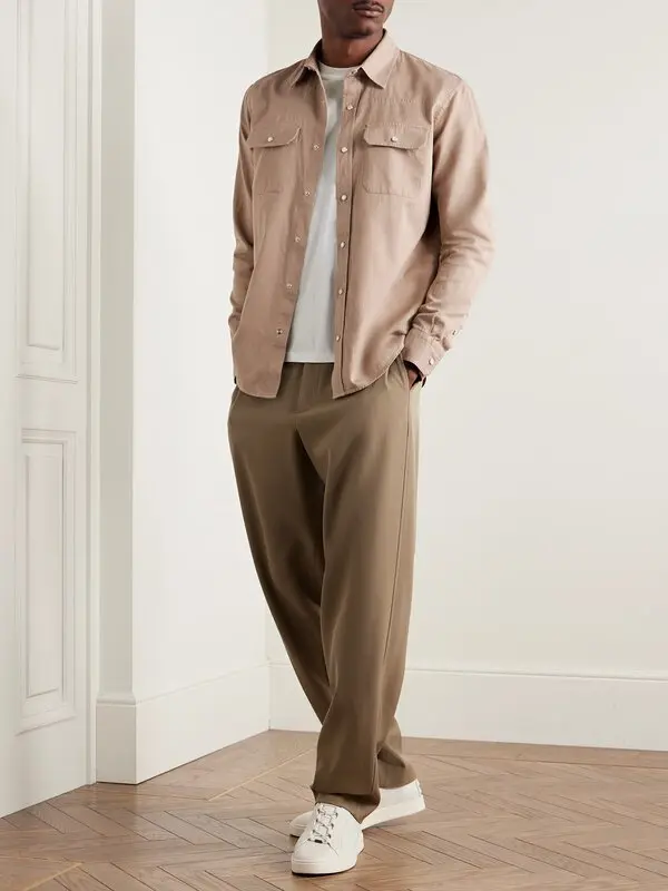 Zegna Slim-fit Cotton And Linen-blend Shirt