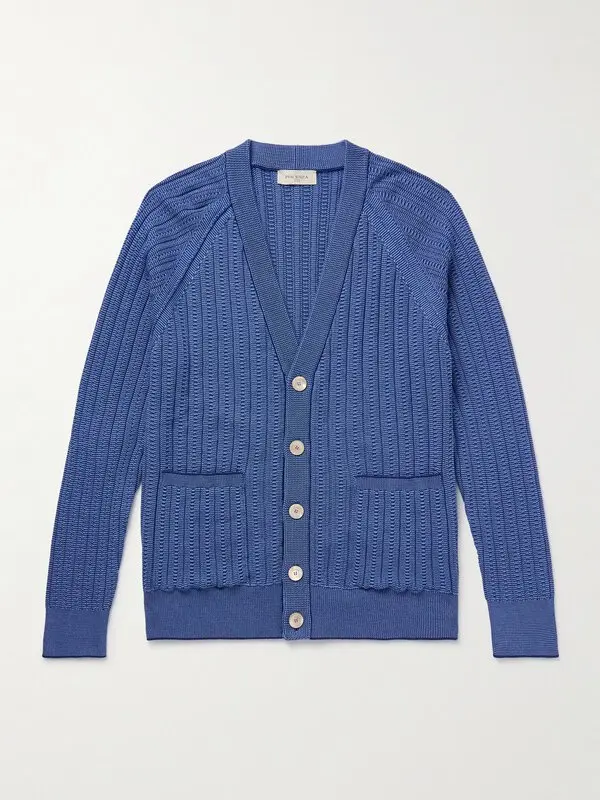 PIACENZA CASHMERE 1733 Slim-fit Ribbed Cotton Cardigan