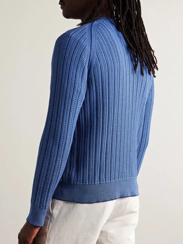 PIACENZA CASHMERE 1733 Slim-fit Ribbed Cotton Cardigan