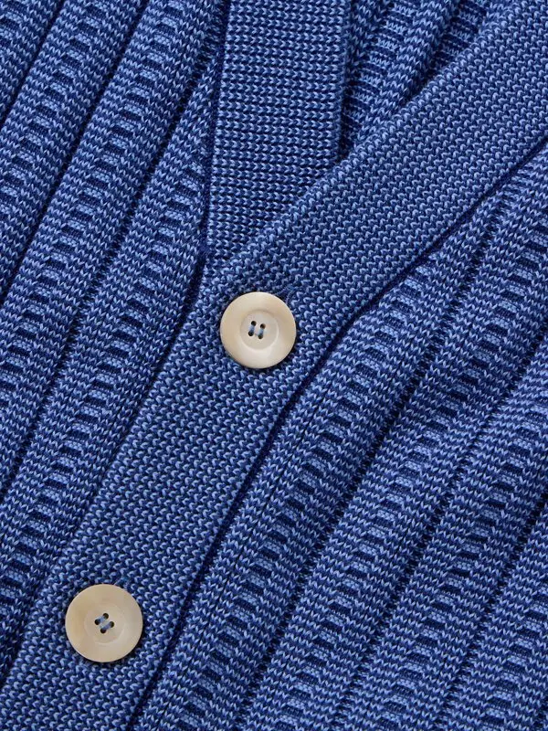 PIACENZA CASHMERE 1733 Slim-fit Ribbed Cotton Cardigan